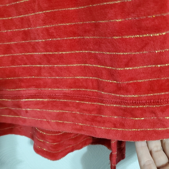 Liz Claiborne | Sweaters | Liz Claiborne Red Gold Striped Velour ...